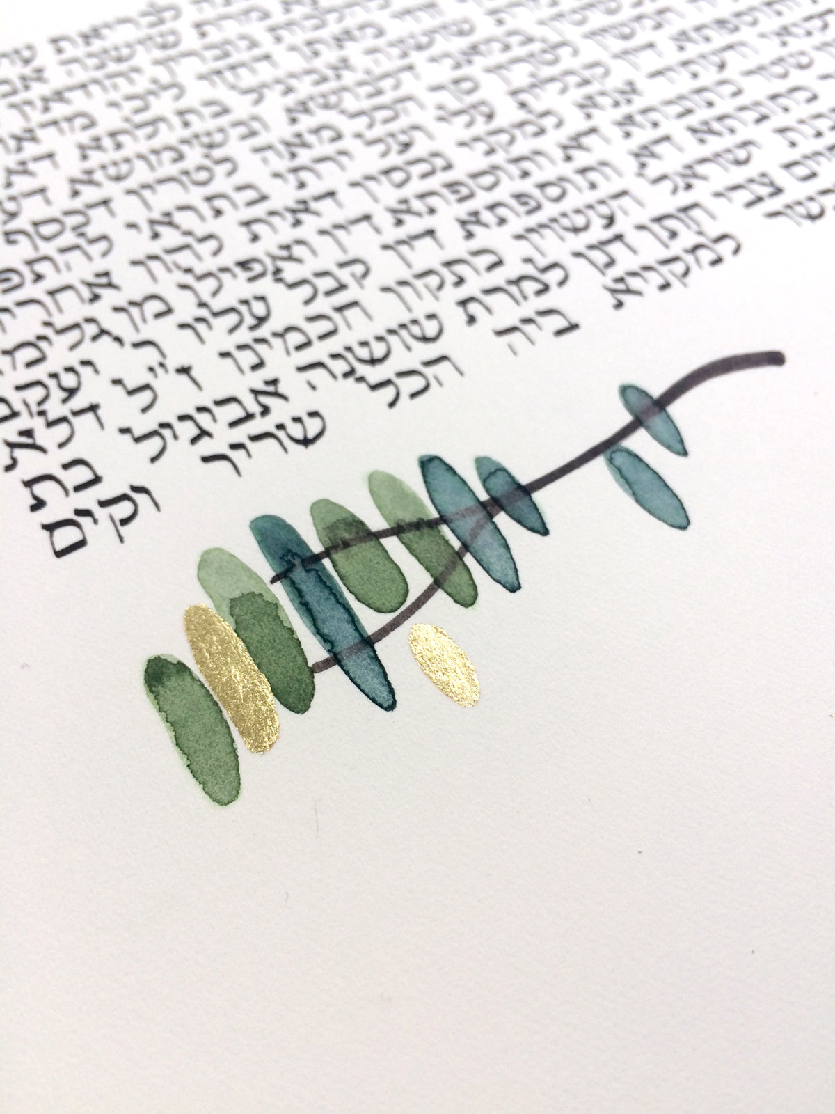 Gold leaf original Hebrew calligraphy – ElenaBerlo OnceUponaPaper™