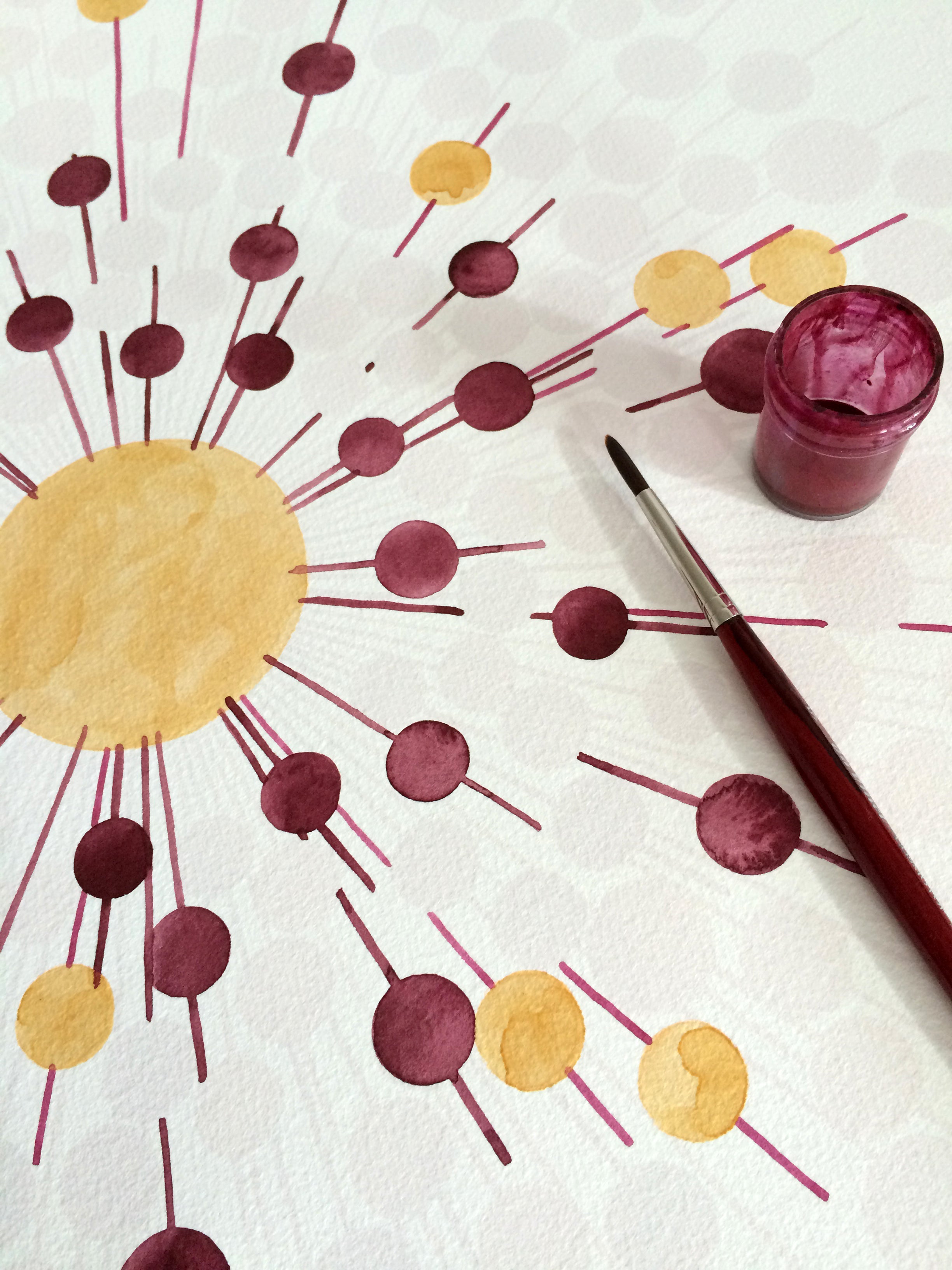 Modern Ray painting progress work – ElenaBerlo OnceUponaPaper™